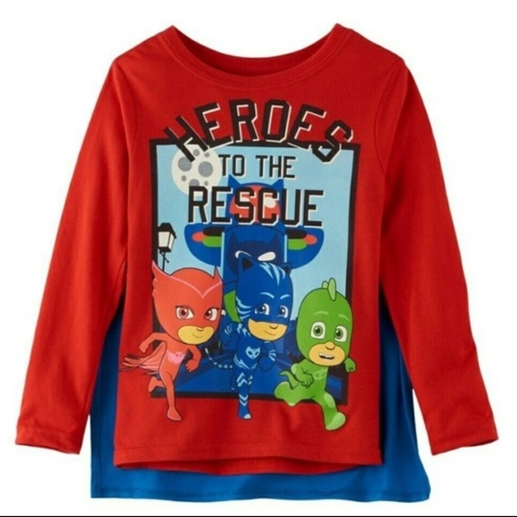 PJMasks | Shirts & Tops | Pj Masks Tee Shirt With Removable Cape Nwt ...